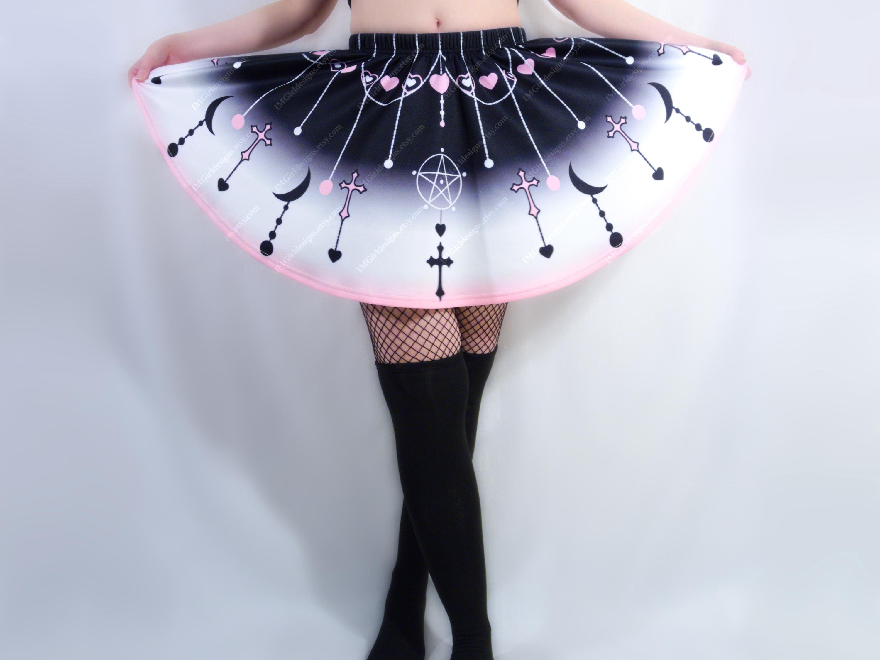 Pastel Goth Skater Skirt, Alternative Gothic Print - Etsy