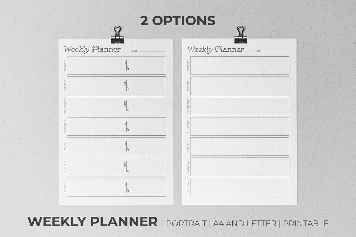 Weekly Planner Printable Portrait and Landscape Weekly - Etsy