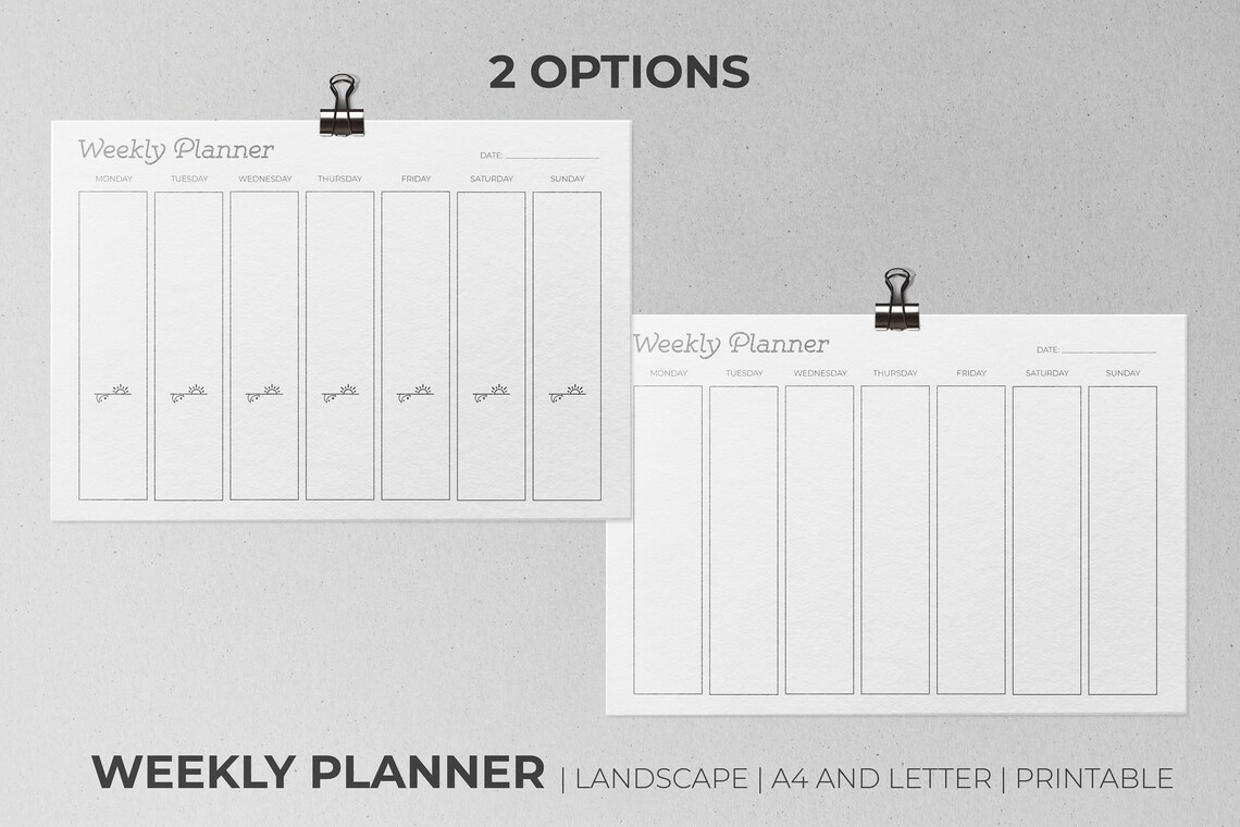 Weekly Planner Printable Portrait and Landscape Weekly - Etsy