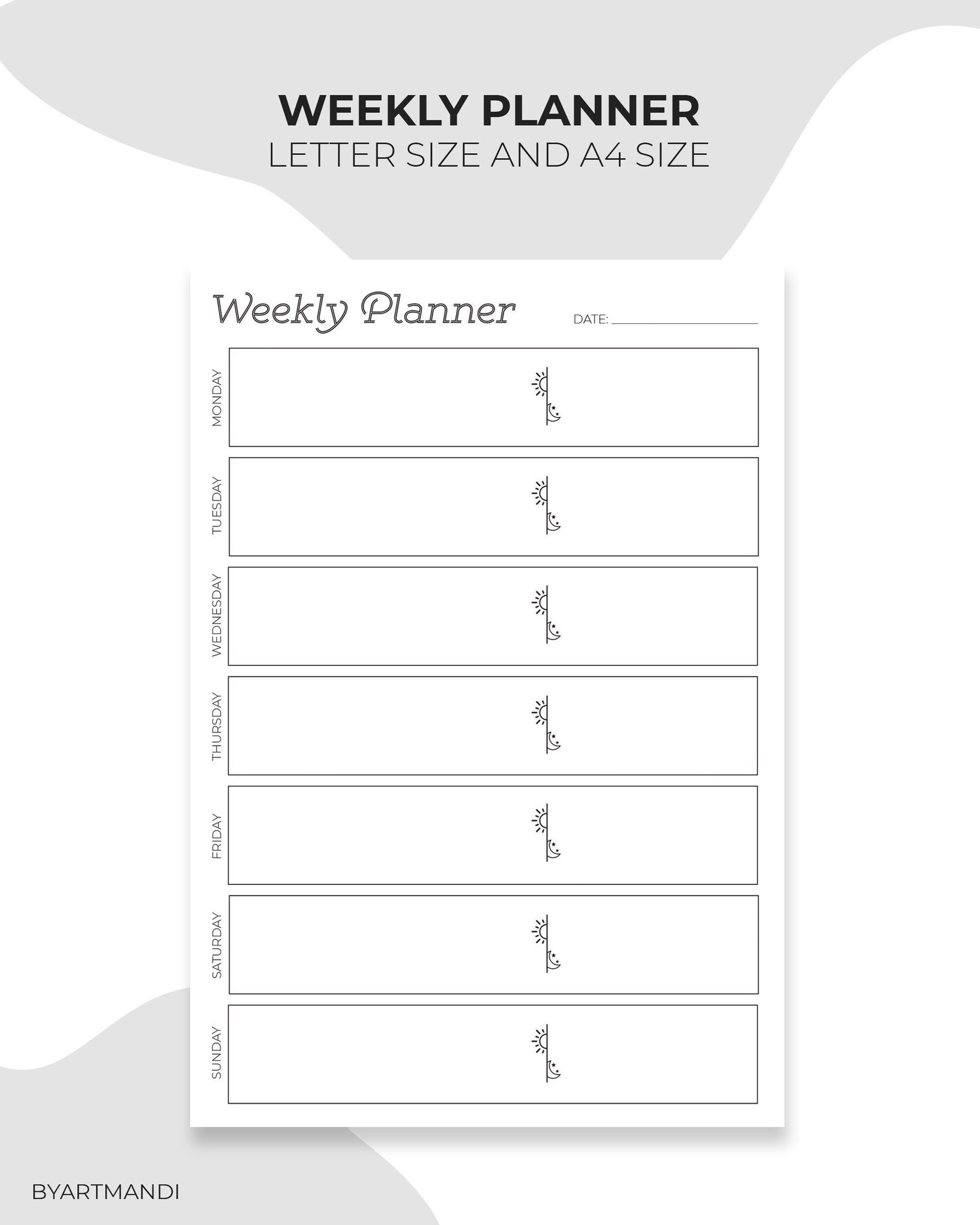 Weekly Planner Printable Portrait and Landscape Weekly - Etsy