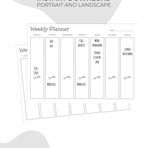 Weekly Planner Printable Portrait and Landscape Weekly - Etsy