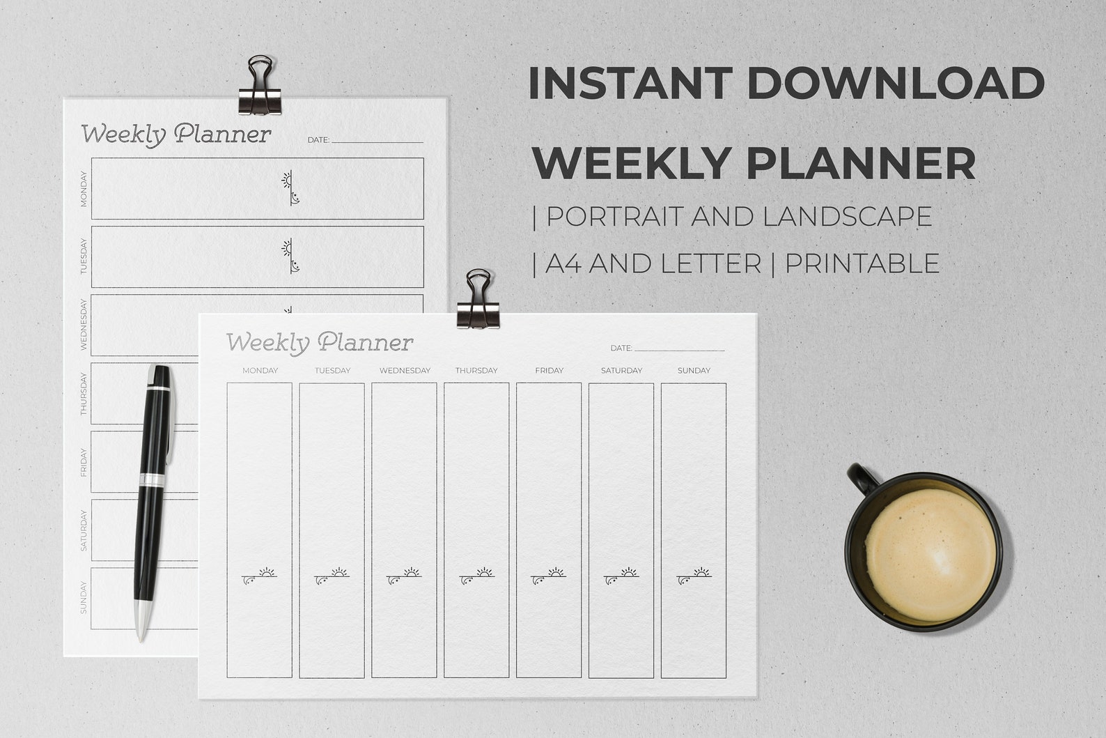 Weekly Planner Printable Portrait and Landscape Weekly - Etsy