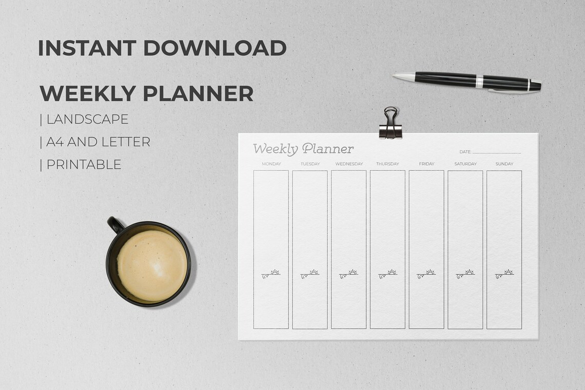 Weekly Planner Printable Portrait and Landscape Weekly - Etsy