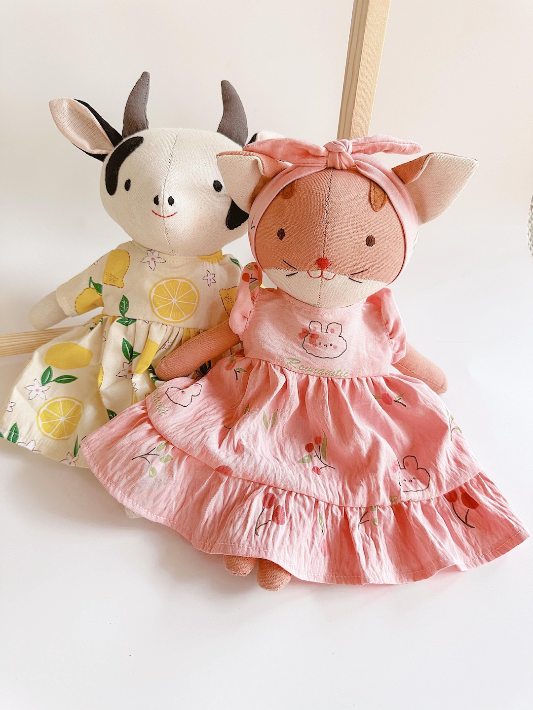Pink CAT Doll With Pink Cute Dress, Handmade Kitty Doll, Stuffed Animal ...