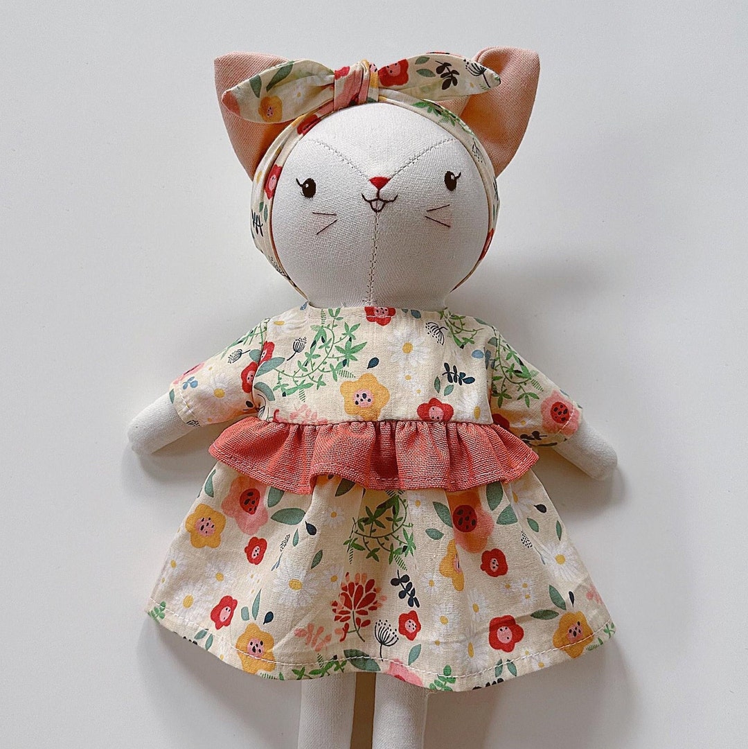 Kitty Doll, Fabric Cat Handmade Doll, Doll With Removable Outfit ...