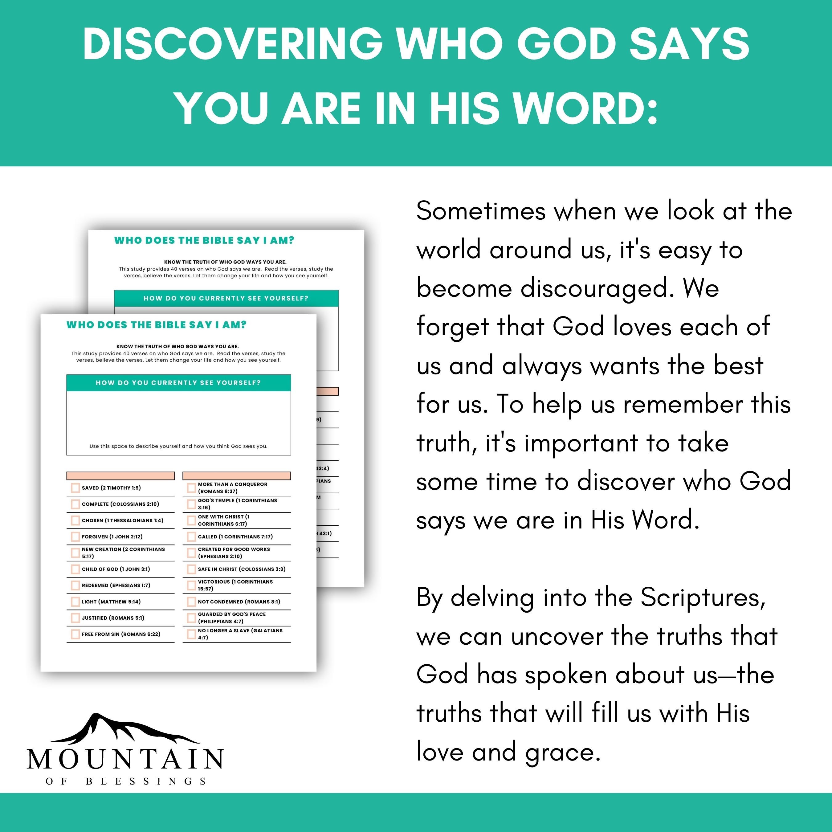 Digital Bible Study Printable, Who Does God Say I Am SOAP Scripture ...