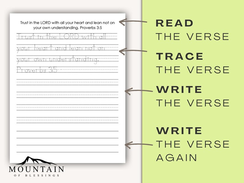 Bible Verse Handwriting & Coloring Practice for Kids (digital Download ...