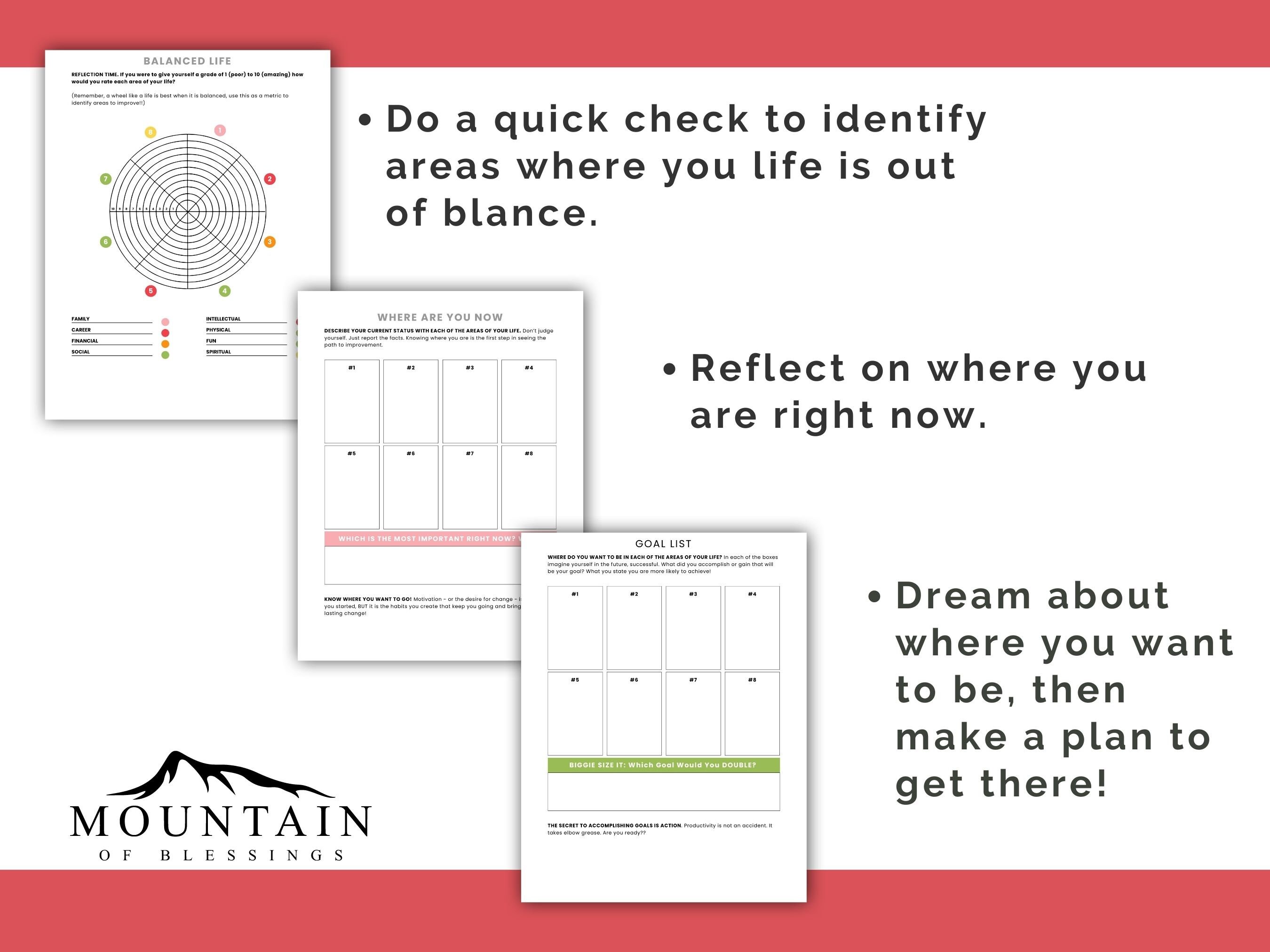 Daily Habit Tracker, Printable Goal Self Care Wheel of Life Pdf ...