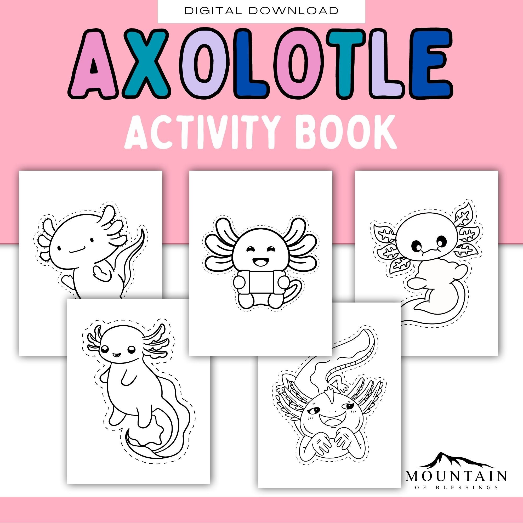 Axolotl Activity Book Bundle Coloring Book Dot Marker Pages - Etsy