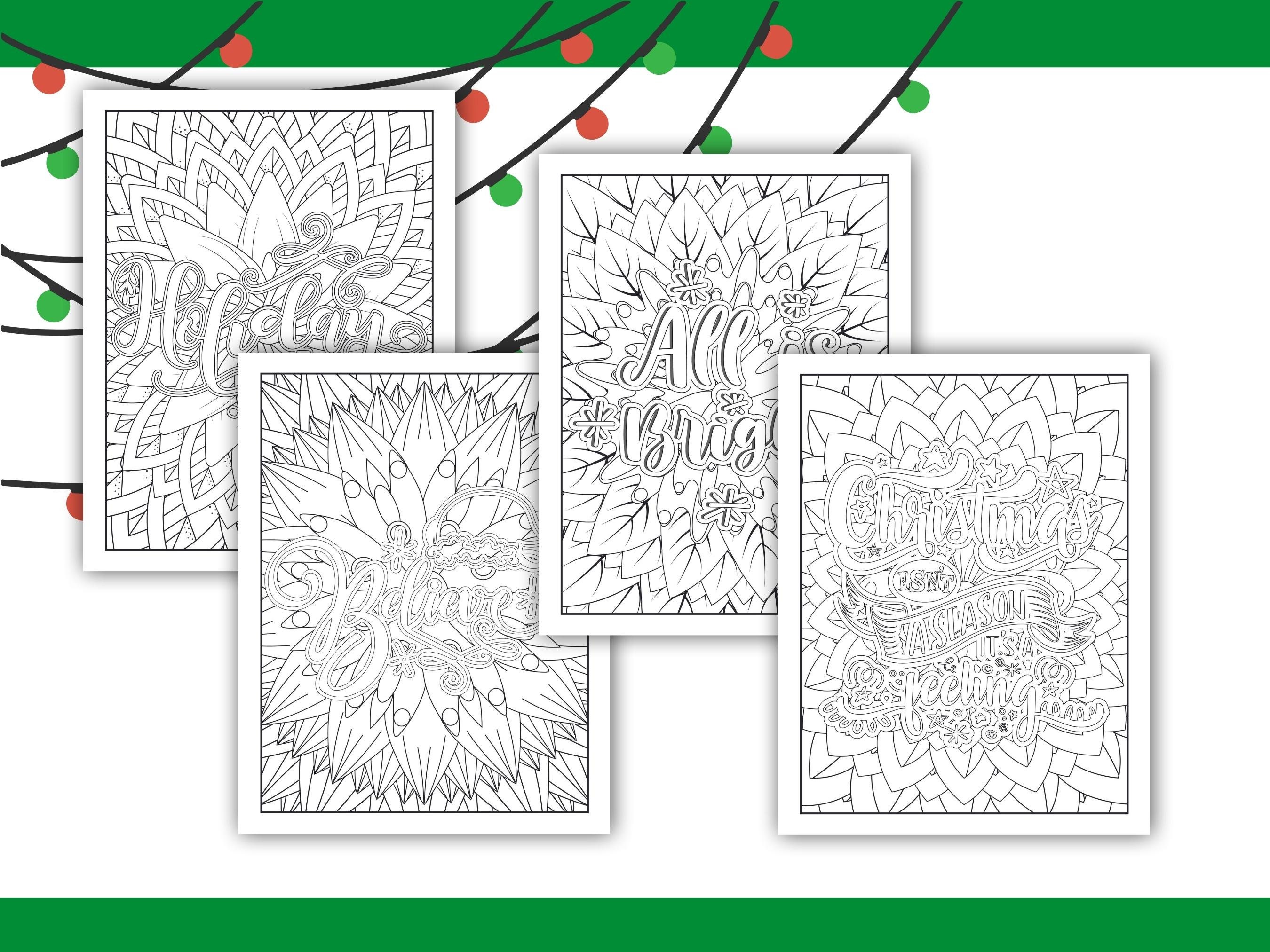 Adult Christmas Coloring Printable Pages Quotes Carols & Lyrics DIY ...