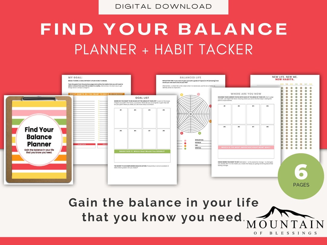 Daily Habit Tracker Printable Goal Self Care Wheel of Life - Etsy