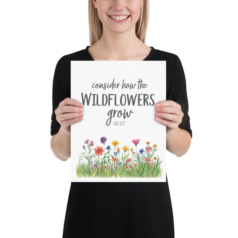 Christian Wall Art, Bible Verse Poster, Consider How the Wildflowers ...