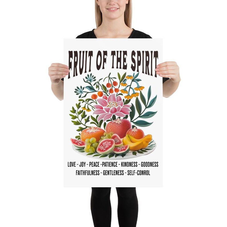 Christian Wall Art, Bible Verse Poster, Floral Scripture, Fruit of the ...
