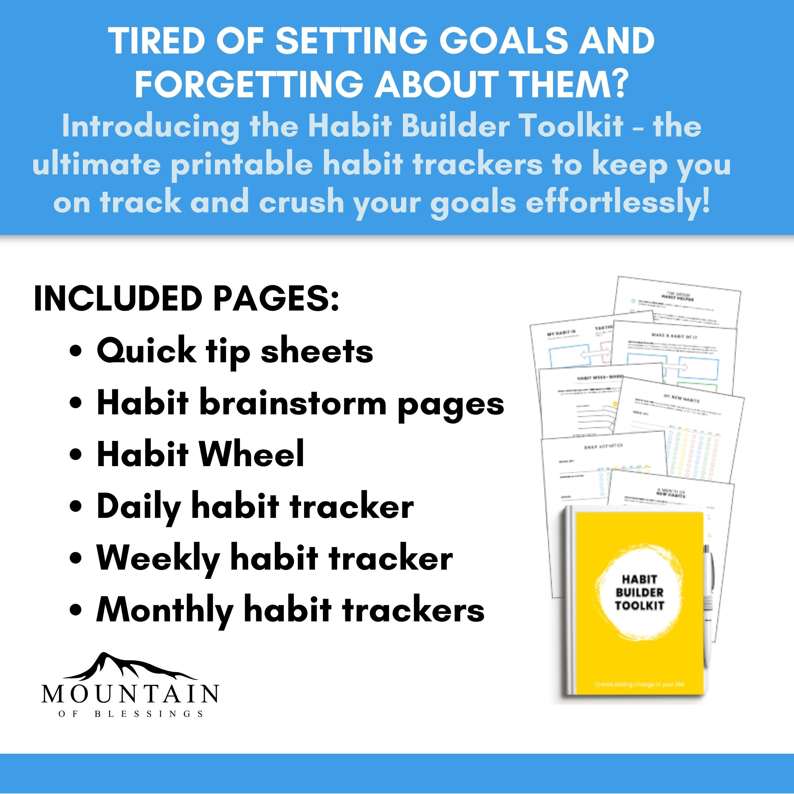 Habit Builder Toolkit, Daily Weekly Monthly Habit Tracker Printable ...