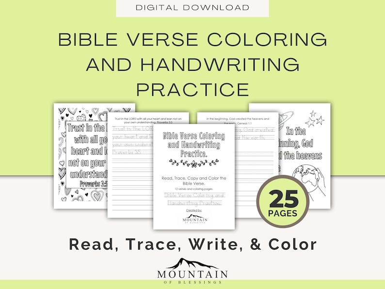 Bible Verse Handwriting & Coloring Practice for Kids (digital Download ...