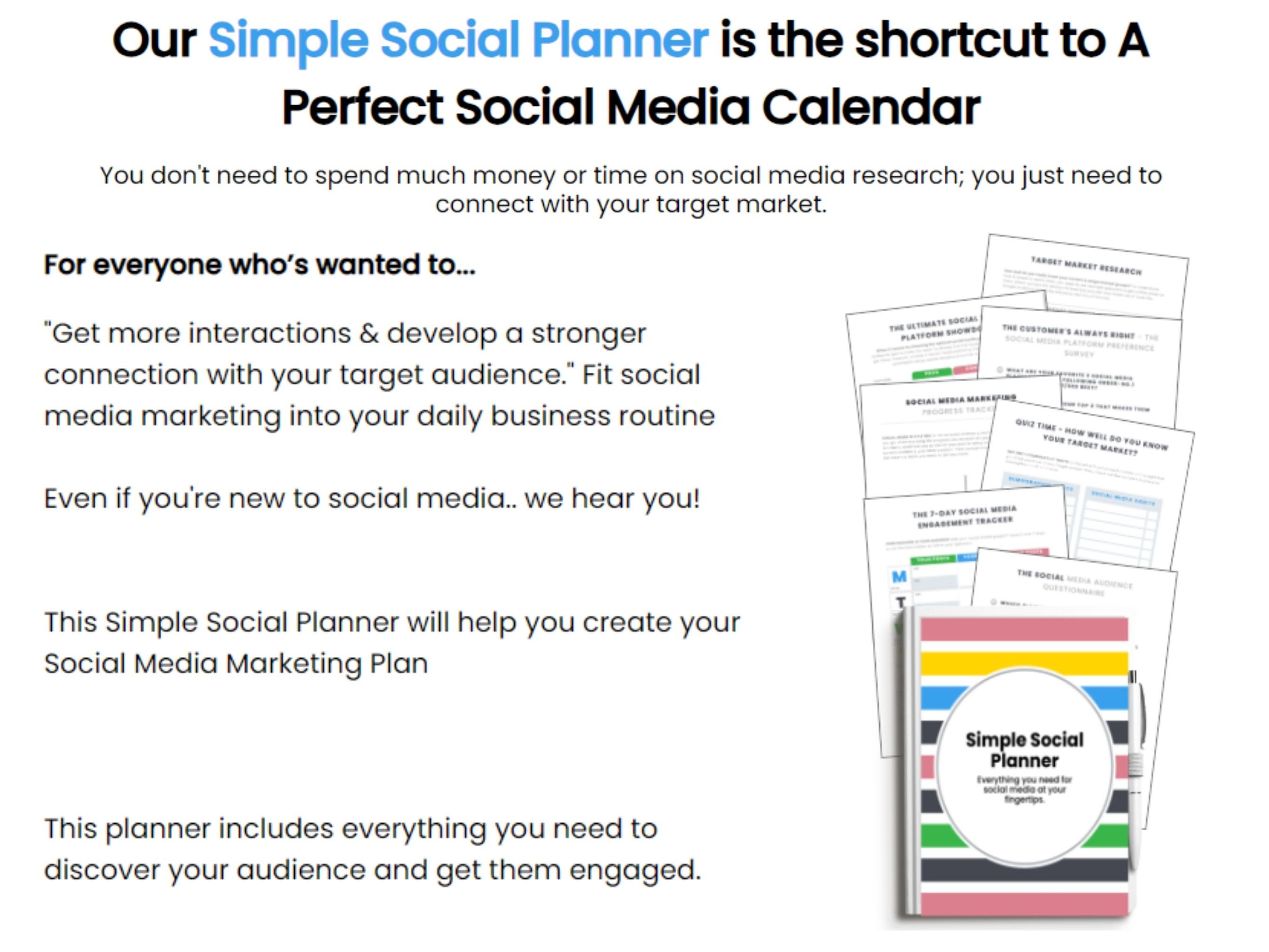 Simple Social Media Content Planner Direct Sales Planner Network ...