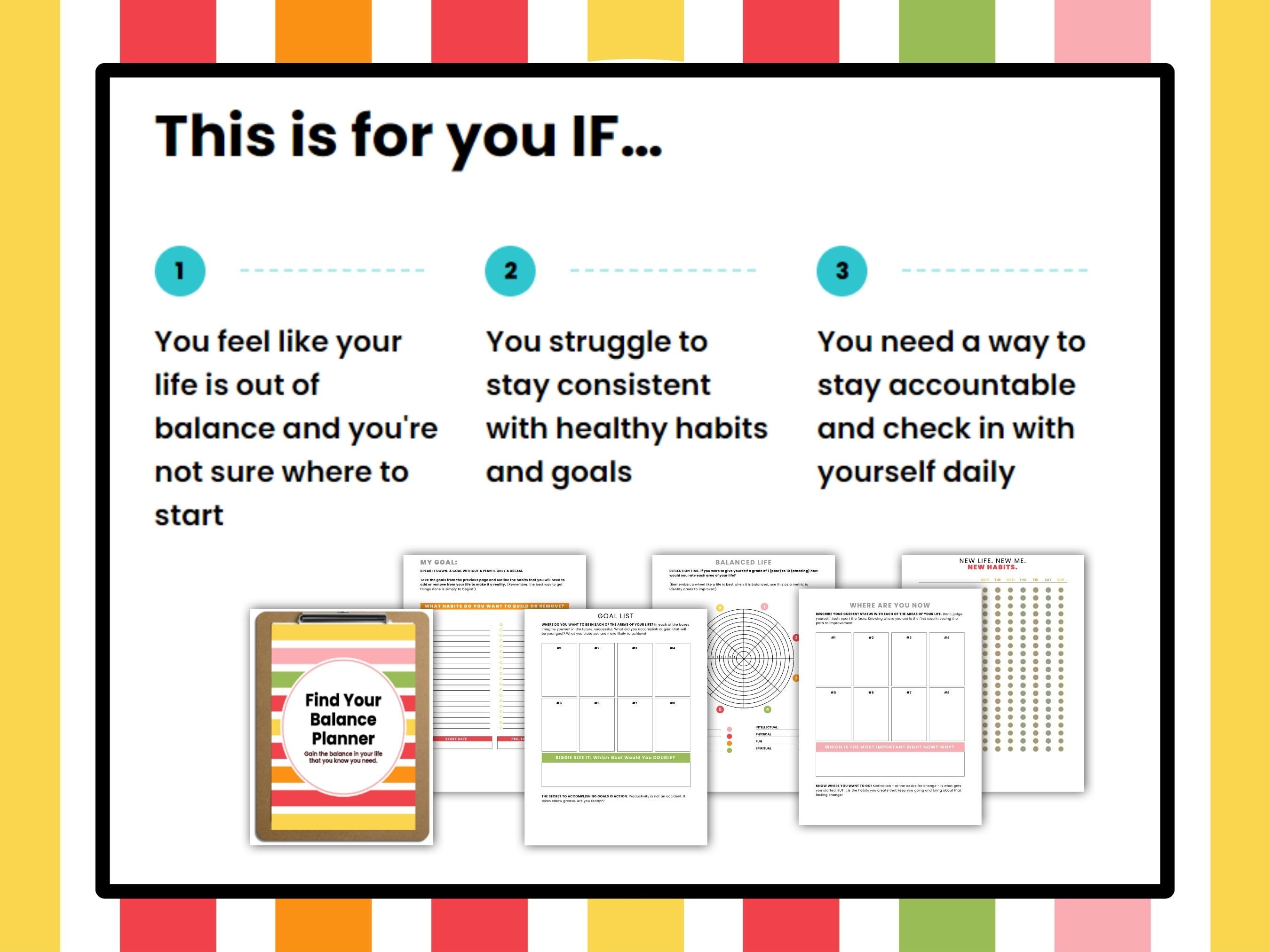 Daily Habit Tracker, Printable Goal Self Care Wheel of Life Pdf ...
