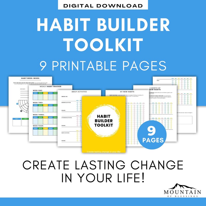 Habit Builder Toolkit, Daily Weekly Monthly Habit Tracker Printable ...
