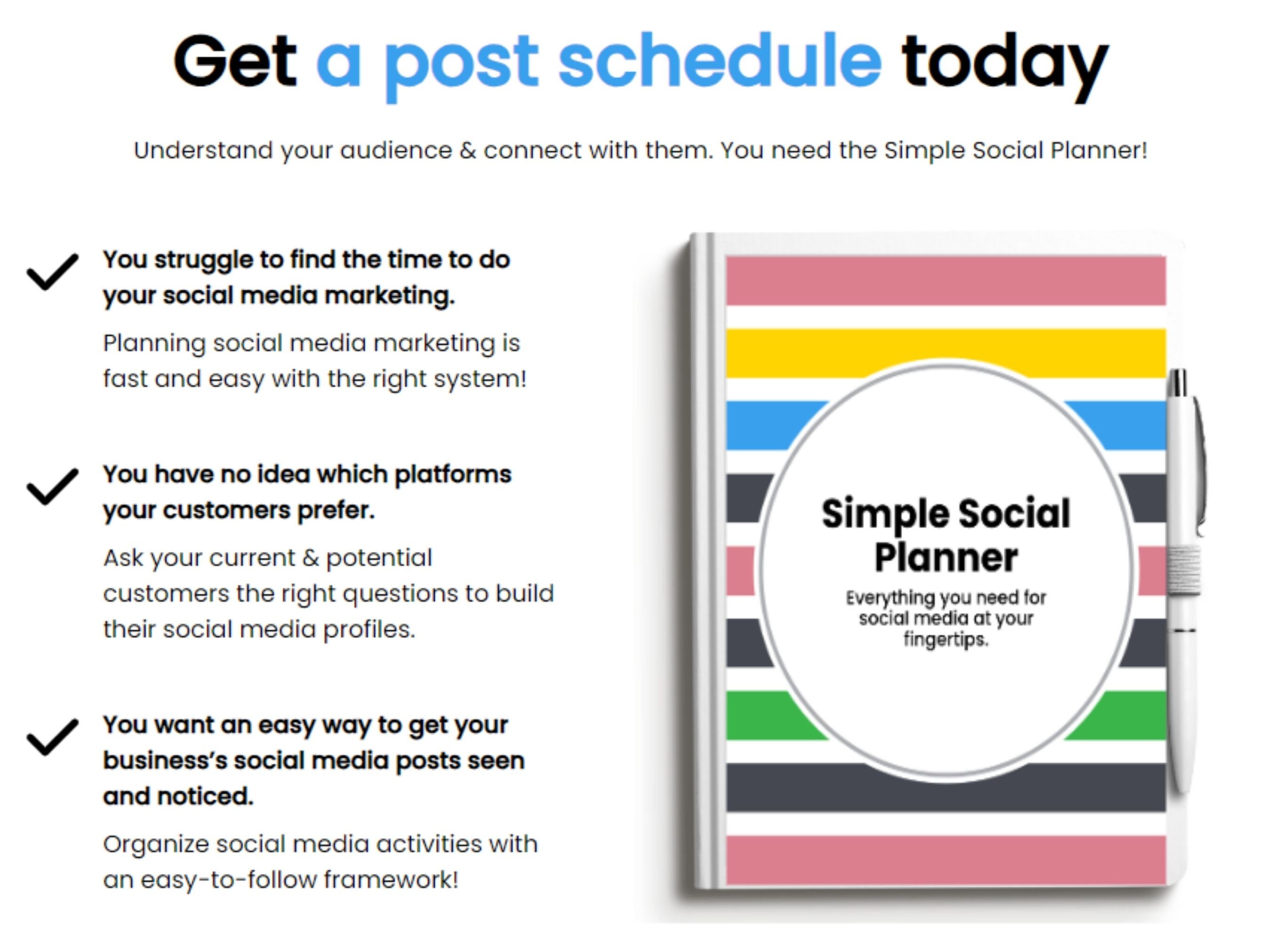 Simple Social Media Content Planner Direct Sales Planner Network ...
