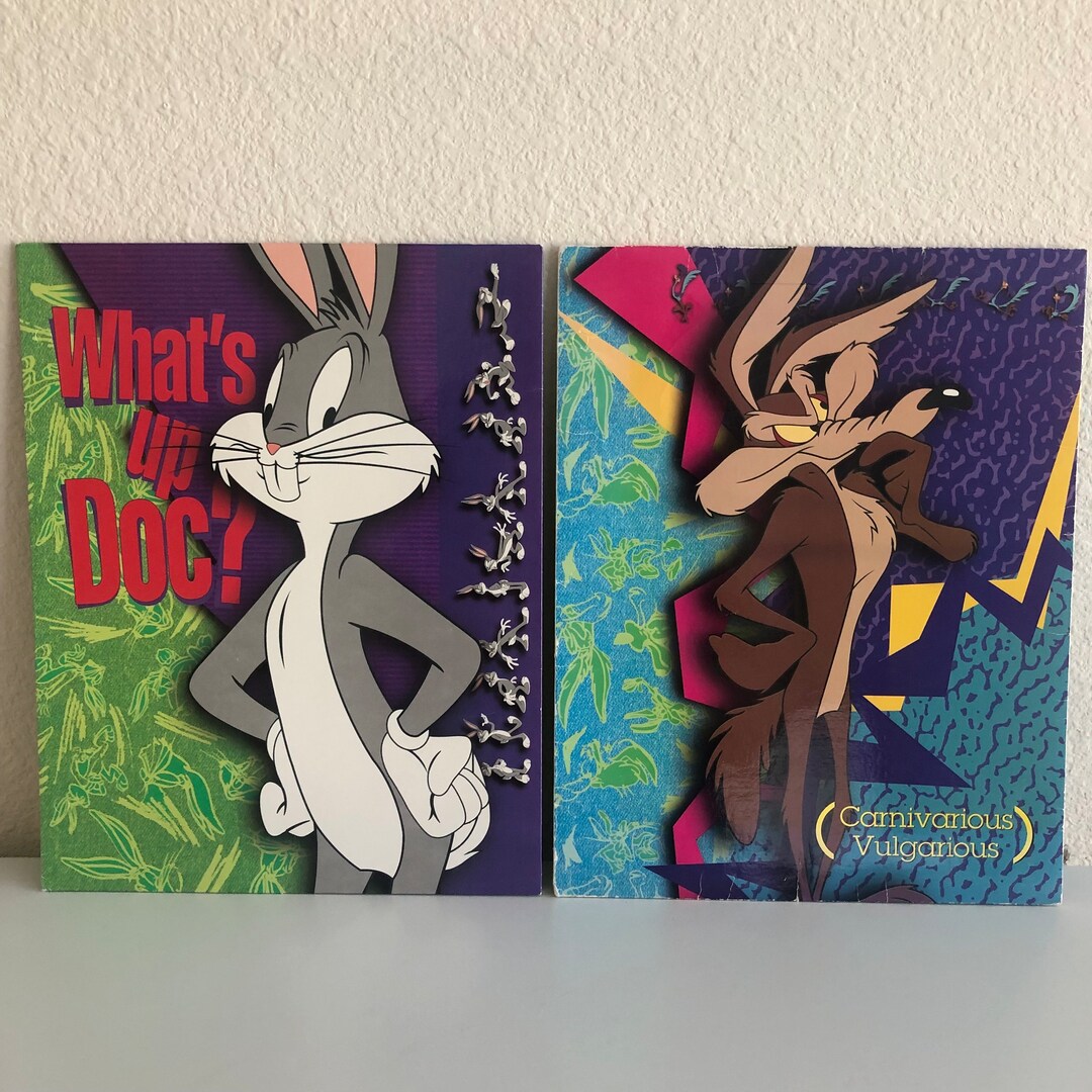 1995 Looney Tunes Folders Bugs Bunny Wile E Coyote Unpunched Vintage S ...