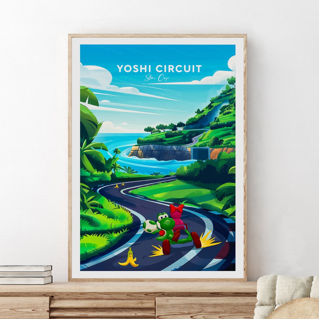 Yoshi Circuit Print, Yoshi Circuit Fan Print, Mario Kart, Mario Poster ...