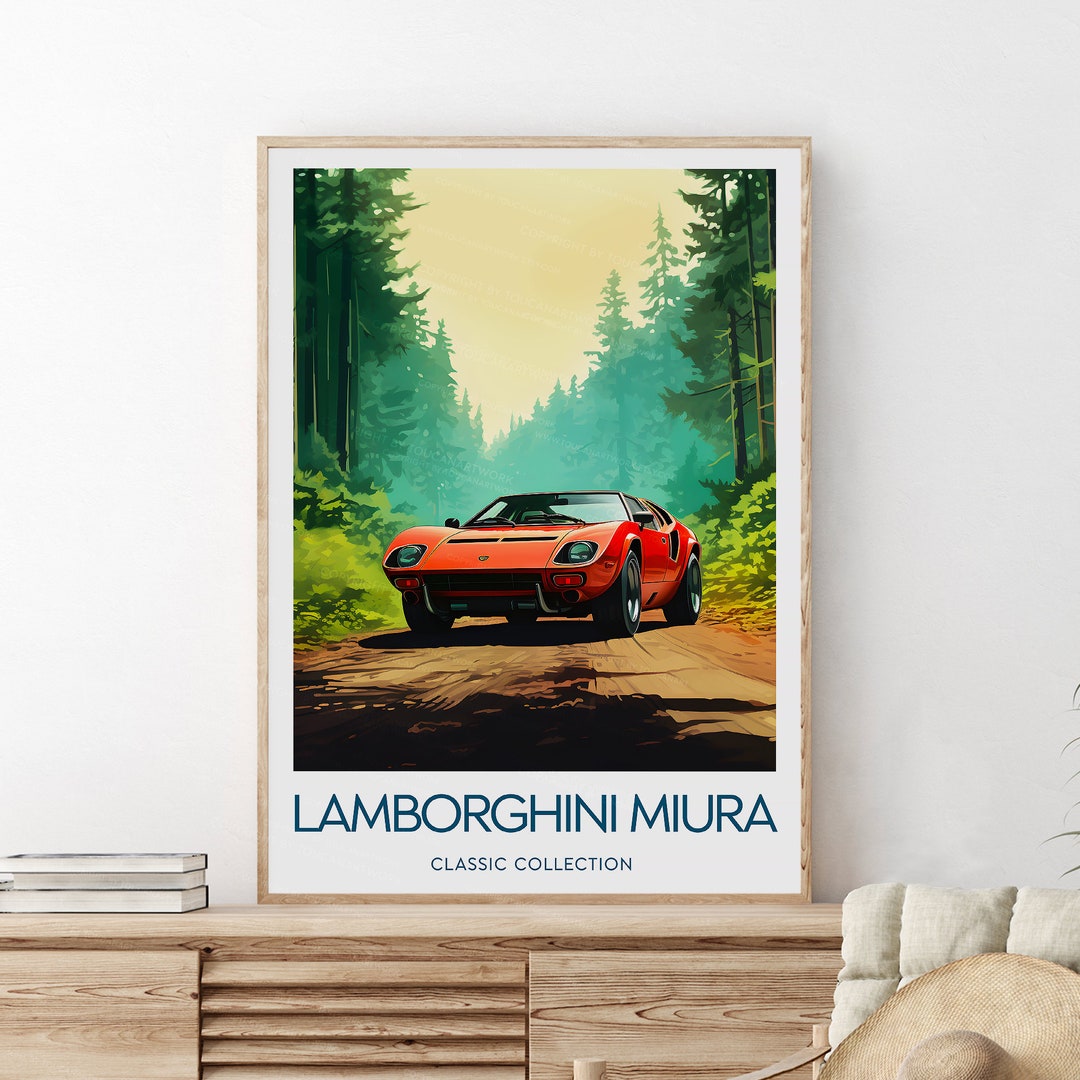 Lamborghini Miura Classic Car Posters. Classic Collection, Fan Art ...