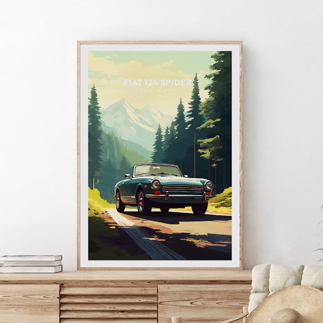 Fiat 124 Spider Classic Car Posters. Classic Collection, Fan Art ...