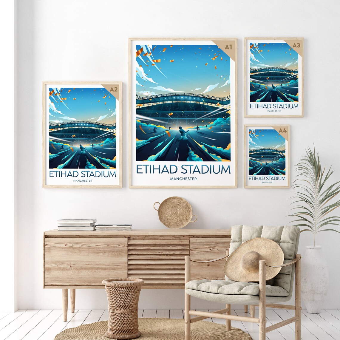 Etihad Stadium Poster Manchester City Man City Artwork - Etsy