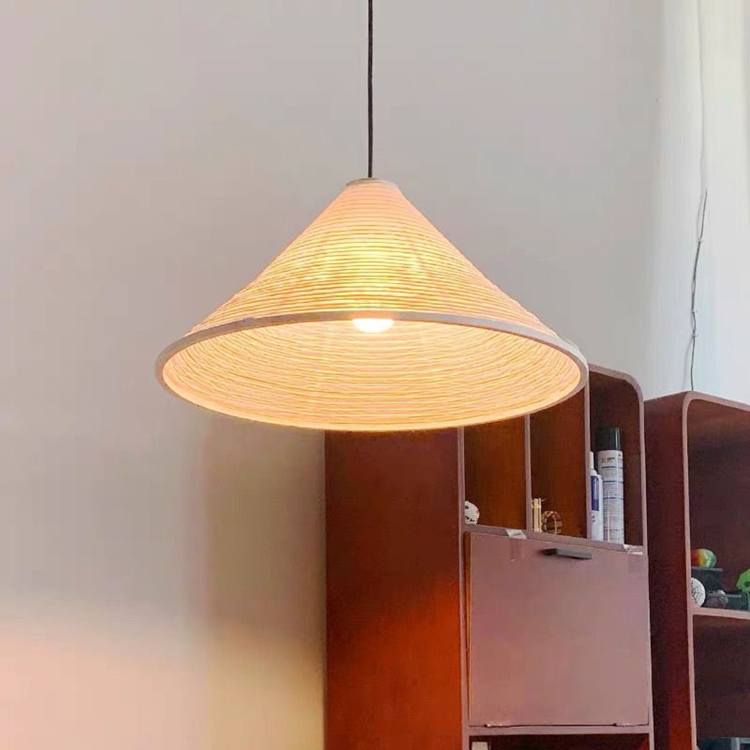 Wabi-sabi Hat Shape rice Paper Ceiling Lampshade mid Century - Etsy