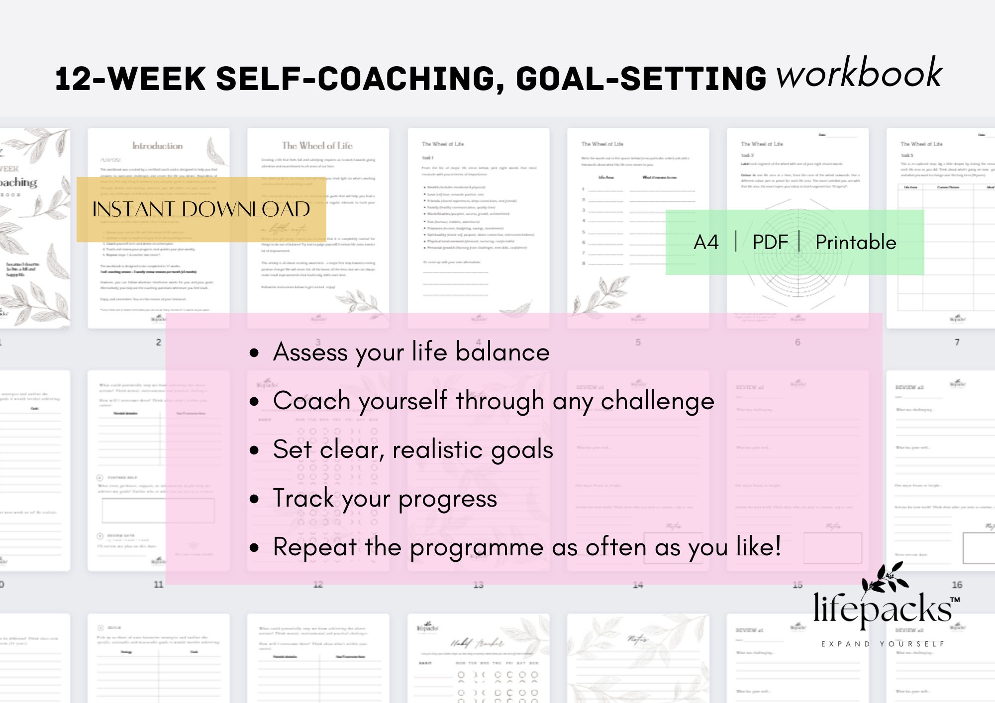 Life Goals Workbook | Life Improvement Plan | Personal Development Plan ...