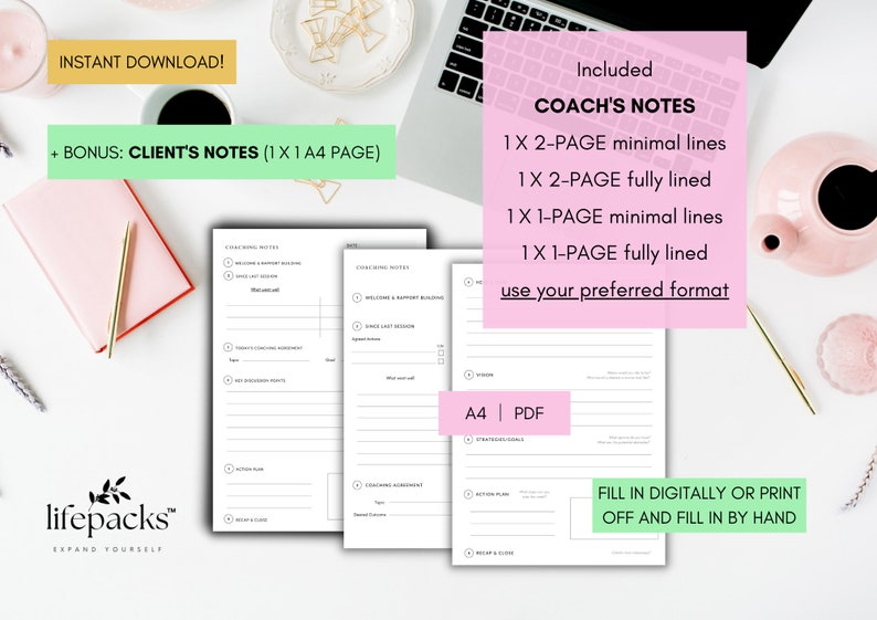 Coaching Session Notes Template Coaching Session Planner Coaching ...