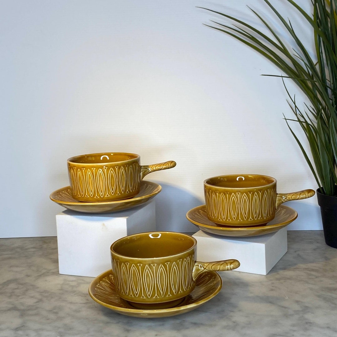 Retro Vintage 1970s Tams England Soup Bowls and Saucers (set of 3 ...