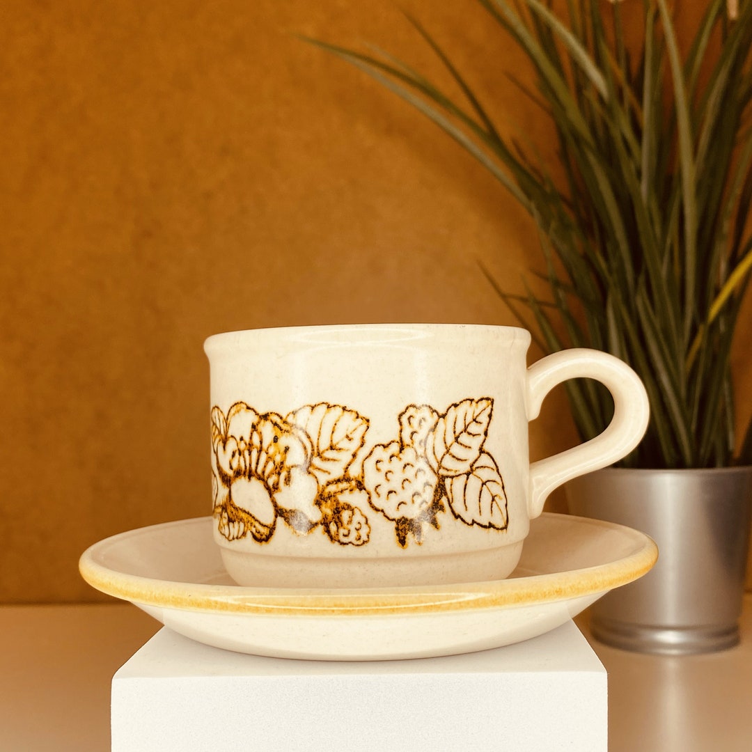 Retro Vintage Strawberry Bramble Kiln Craft Cup and Saucer Set - Etsy