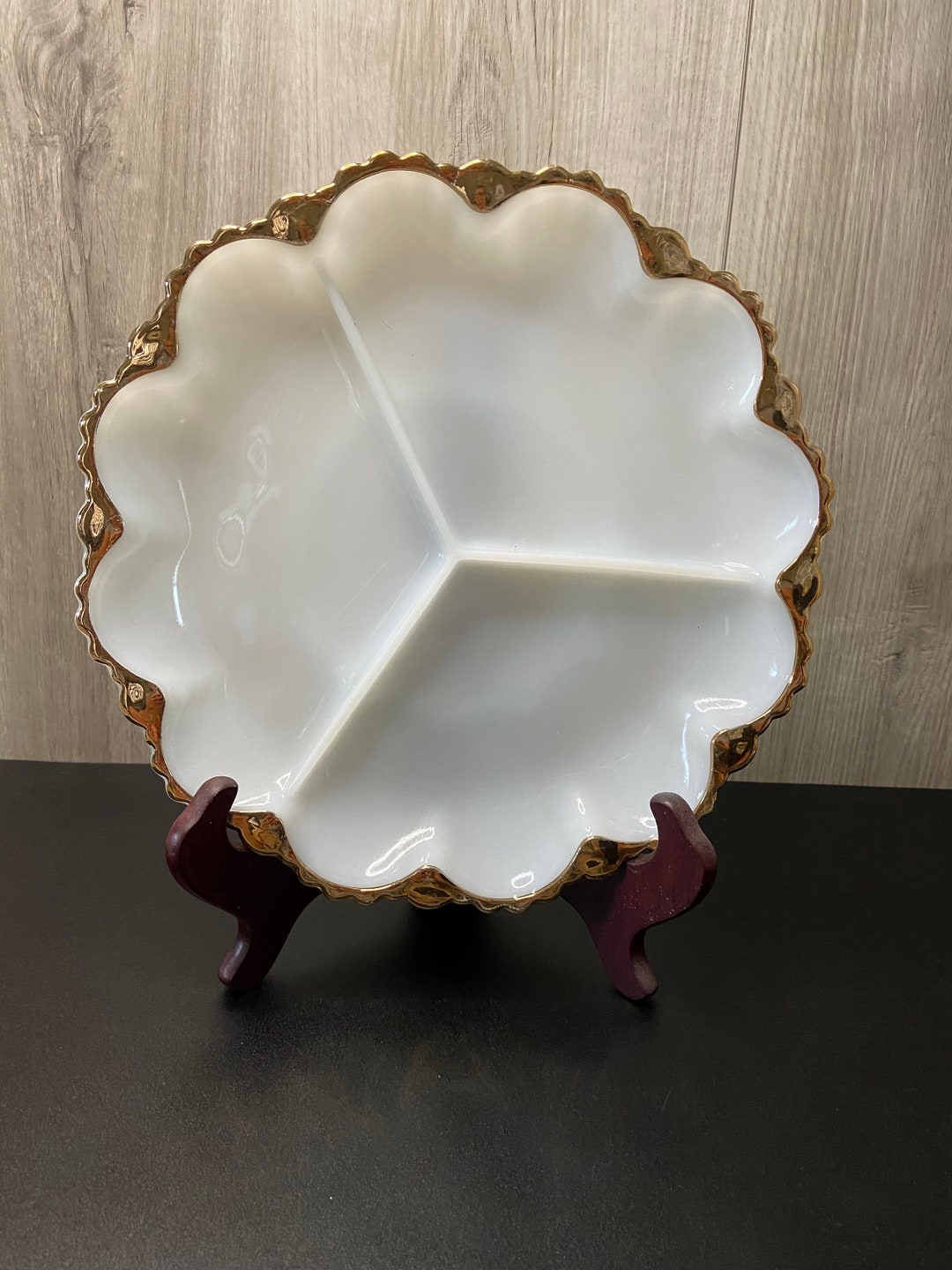 Anchor Hocking Divided Relish Tray Gold Rim Intact Made in USA - Etsy