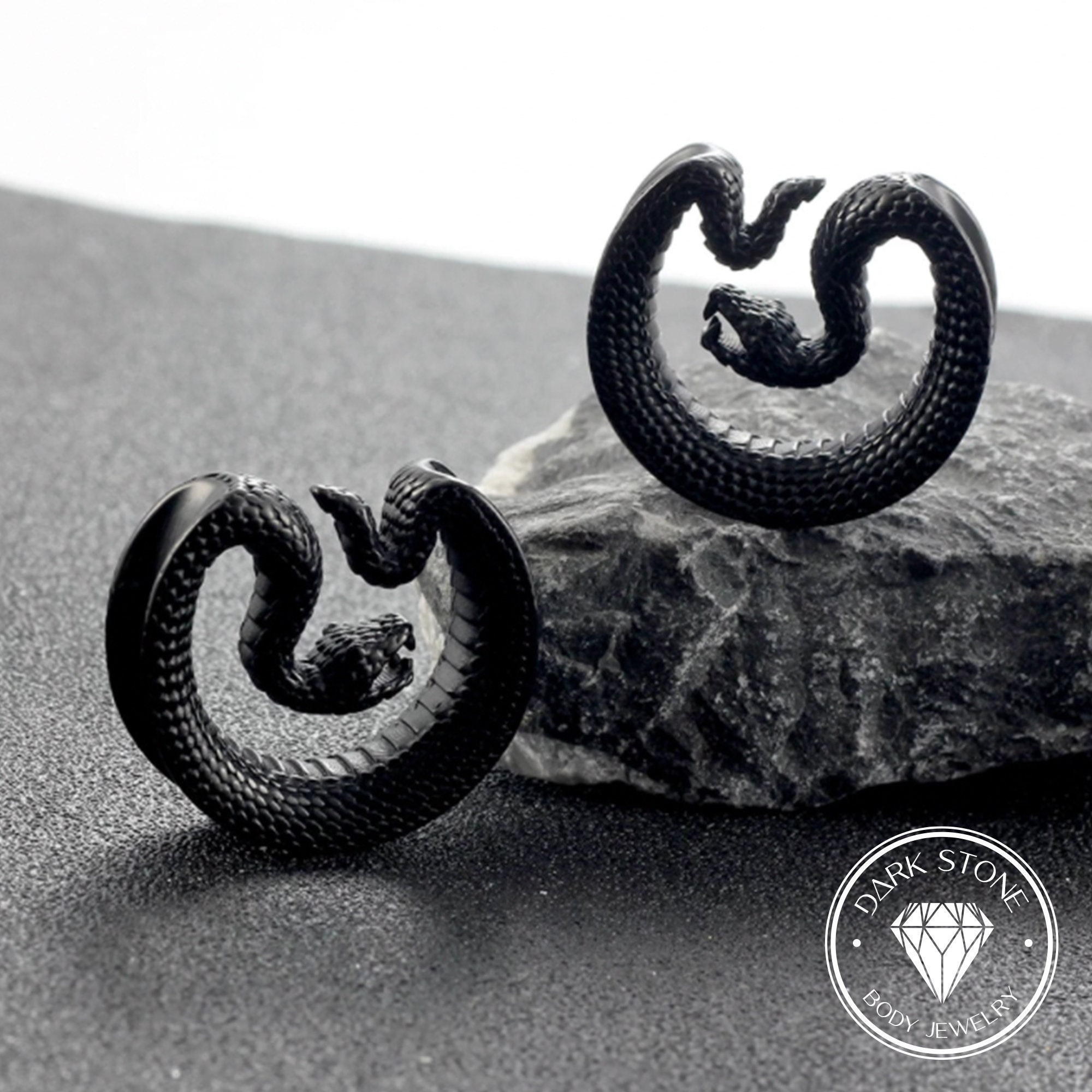 Ear Spreaders, Plug, Black Snake. Stainless Steel. From 8 to 30mm - Etsy