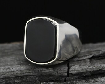 Square Onyx Signet Ring - Etsy