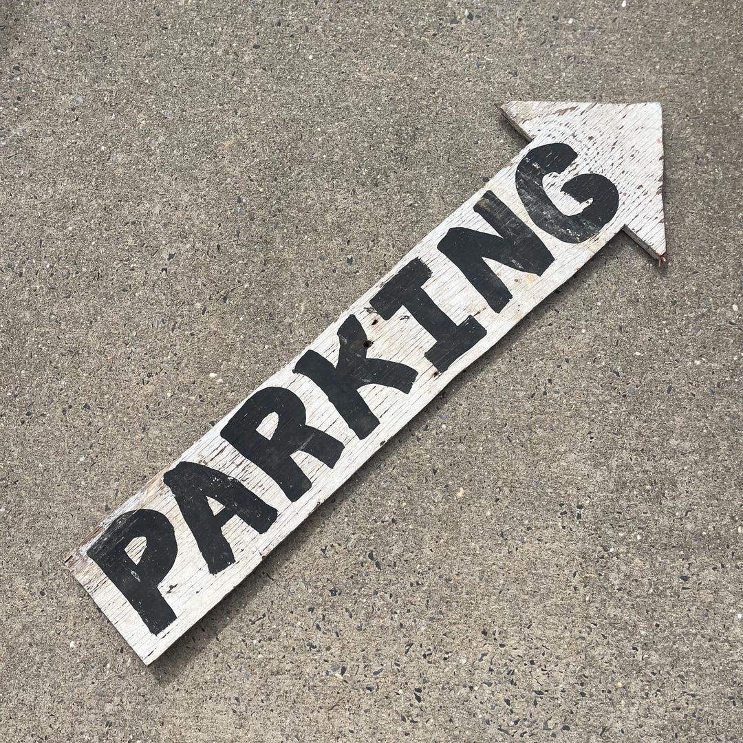 Vintage Handpainted WONKY ARROW Parking Sign Farm Fresh Folk Art 36" X ...