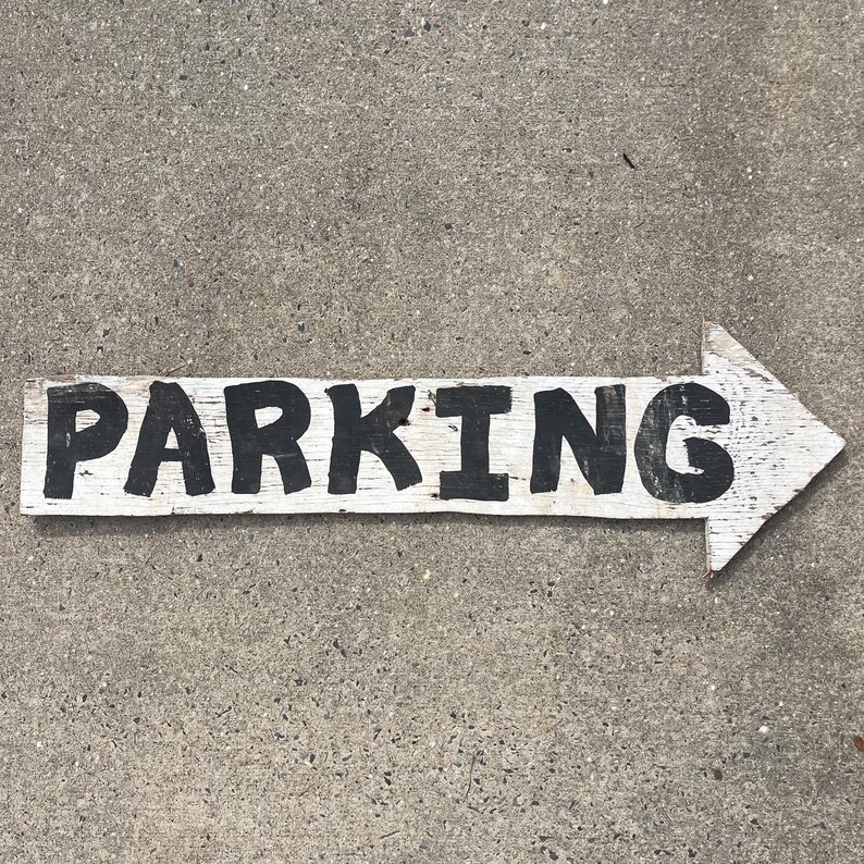 Vintage Handpainted WONKY ARROW Parking Sign Farm Fresh Folk Art 36" X ...