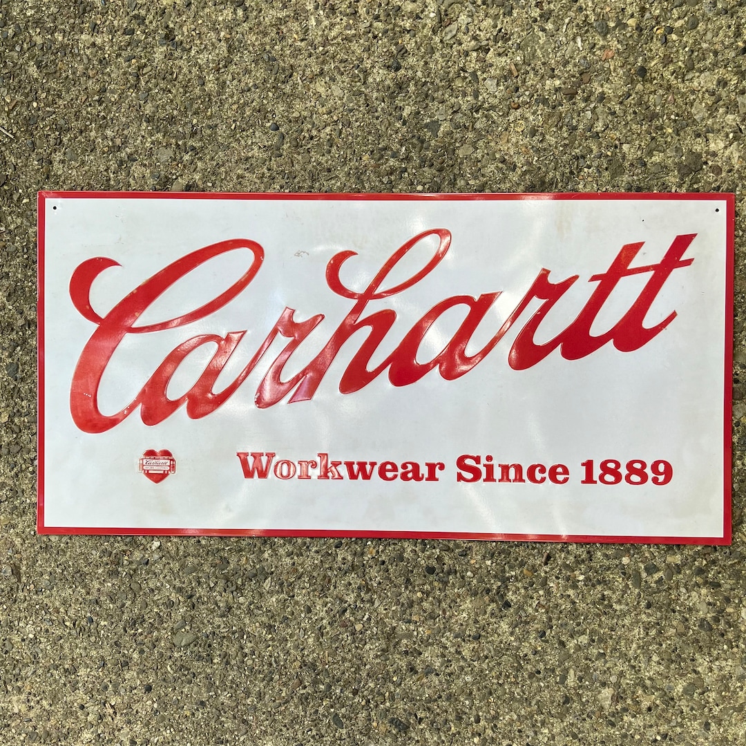 Vintage Carhartt Workwear Clothing Sign Embossed Metal Tin 24" X12" - Etsy