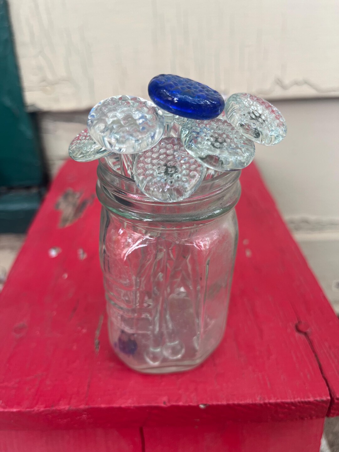 Vintage Midcentury Glass Swizzle Sticks: Blue & Clear Drink Stirrers - Etsy