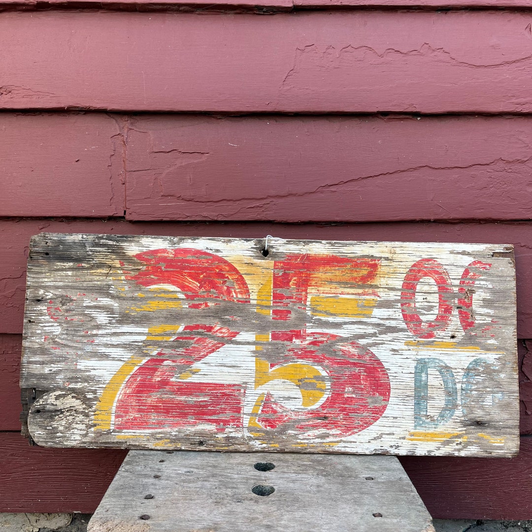 Vintage Antique Hand Painted Wood Sign Advertising Remanent Art 25 ...
