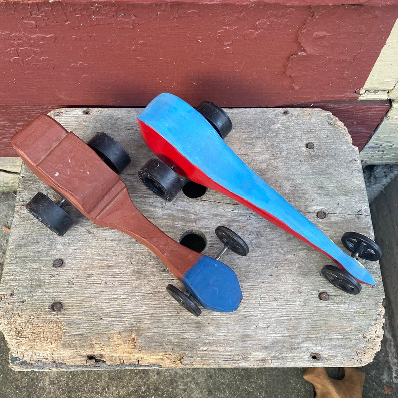 Vintage Pair of Hand Made Painted Wood Slot Cars - Etsy