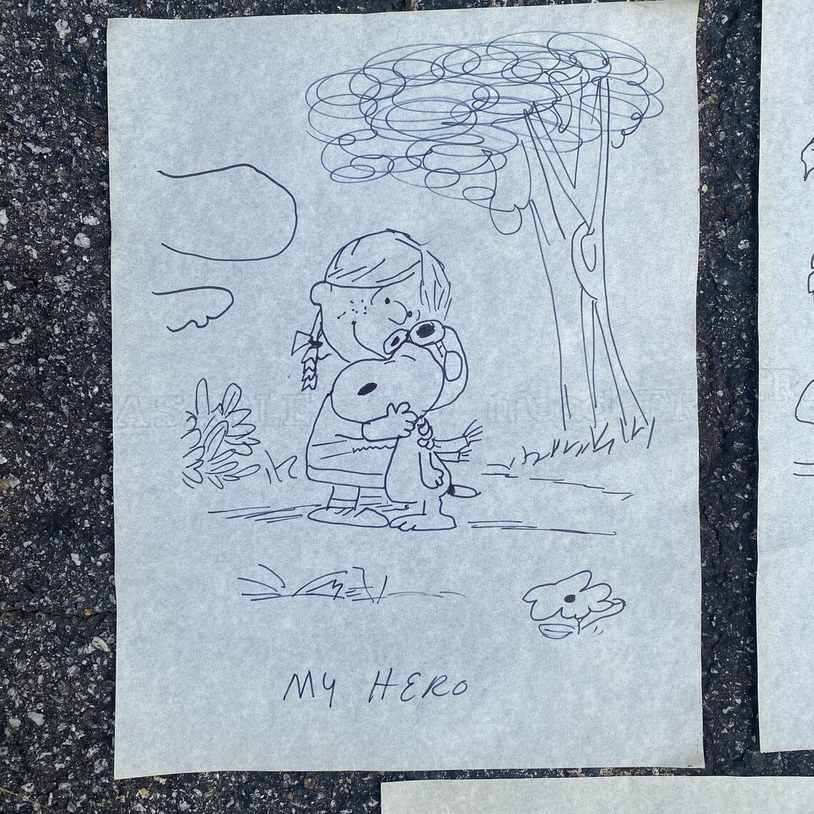 Vintage Snoopy Peanuts Fan Ink Drawing Art Red Baron - Etsy