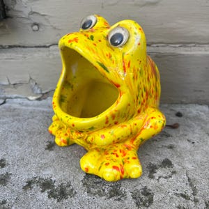 Vintage Midcentury Ceramic Sponge Holder Frog Yellow Orange Red W ...