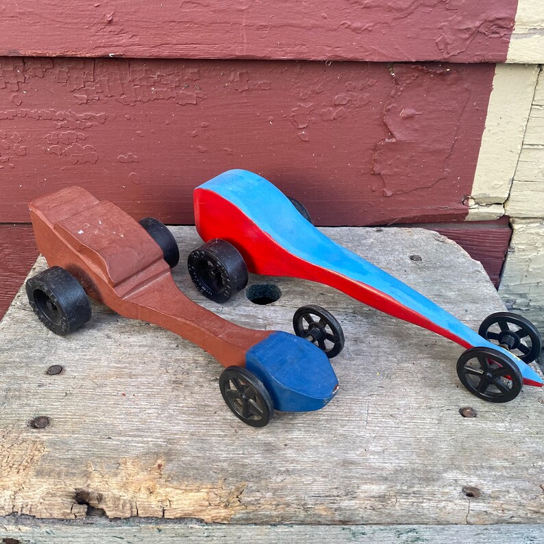 Vintage Pair of Hand Made Painted Wood Slot Cars - Etsy
