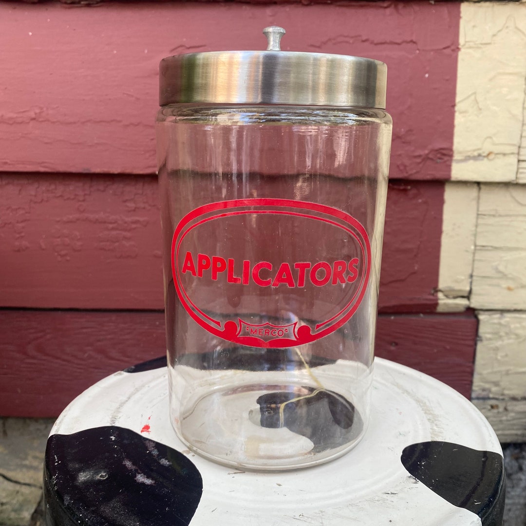 Vintage Apothecary APPLICATORS Medical Glass Jar With Lid USA Made - Etsy