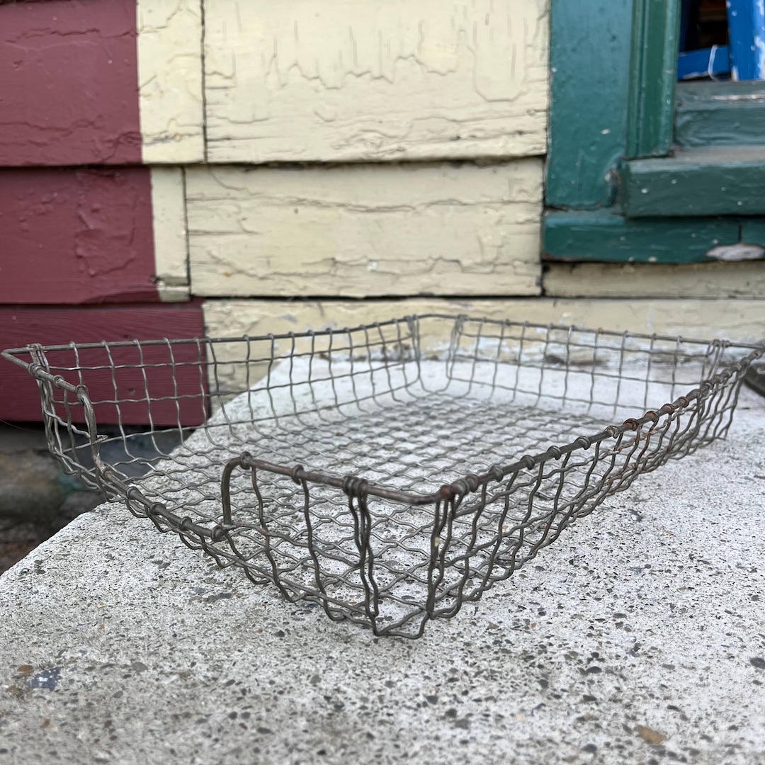 Vintage Wire Basket Letter Paper Desk Organizer 14" X 9.75" X 2.5" - Etsy