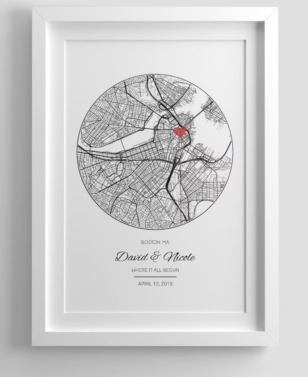 Custom Map Print, First Date Memory Map, Black and White Map, Where It ...