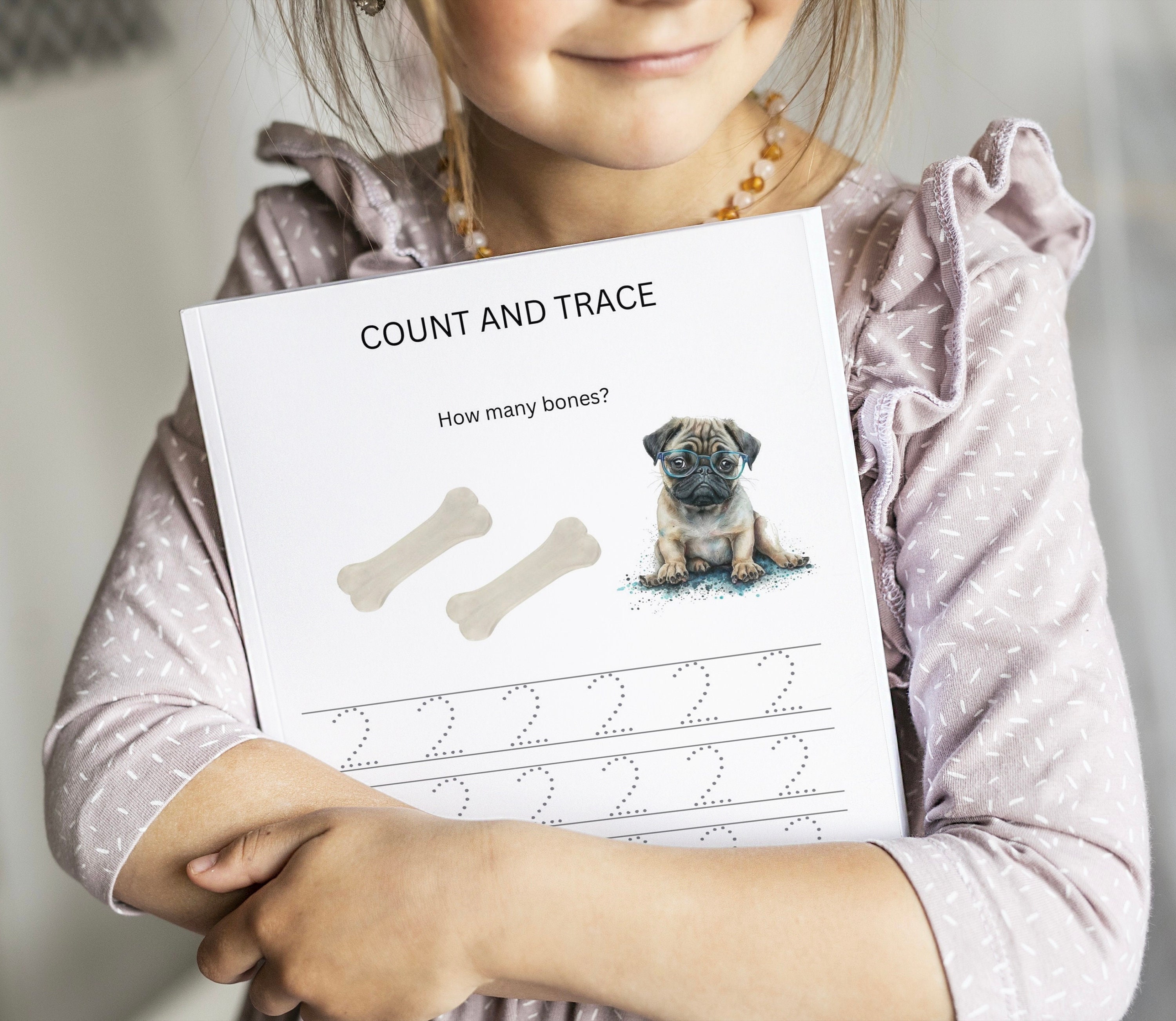 Count and Trace Worksheet Set Numbers 0-10 PUG Preschool to ...