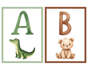Animal Alphabet Flashcards, Printable Letter Flash Cards, Homeschool ...